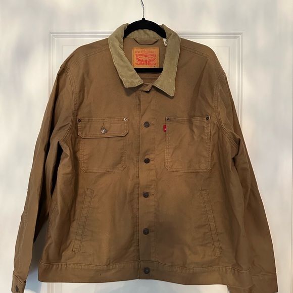 Levi's | Jackets & Coats | Mens Tan Denim Jacket With Corduroy Collar ...